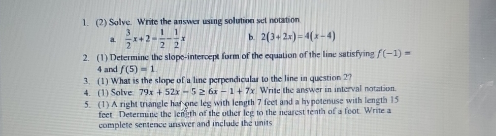 Solved (2) ﻿Solve. Write the answer using solution set | Chegg.com