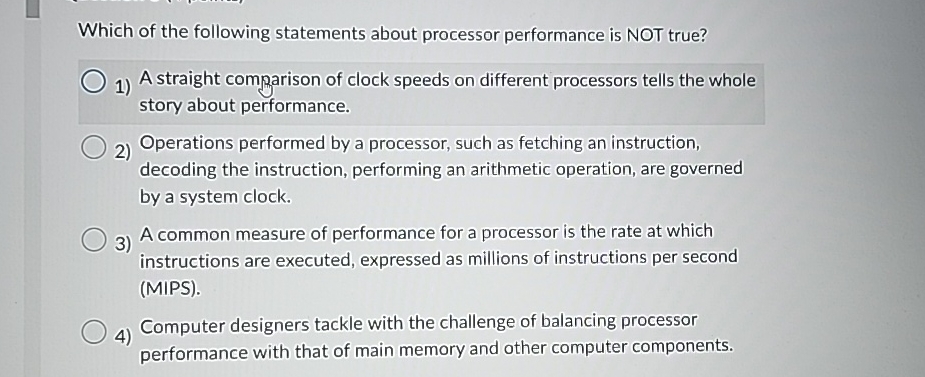 Solved Which of the following statements about processor | Chegg.com
