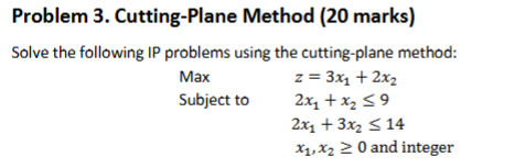 Solved Problem 3. ﻿Cutting-Plane Method (20 ﻿marks)Solve the | Chegg.com