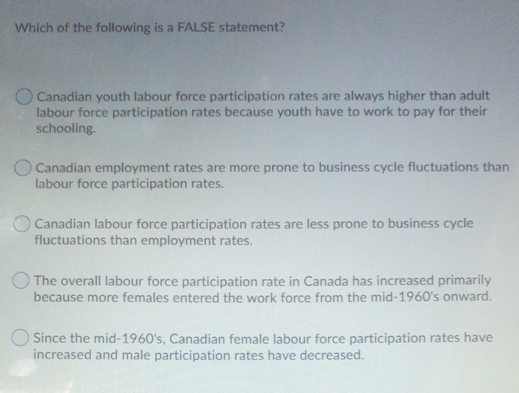 Solved Which of the following is a FASLE statement? The | Chegg.com