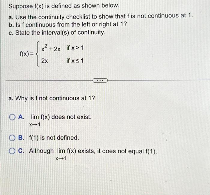 Solved Suppose F X Is Defined As Shown Below A Use The