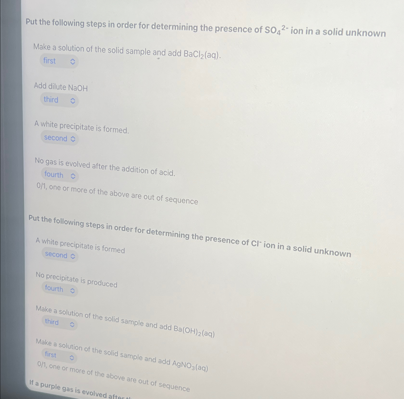 Solved Put the following steps in order for determining the | Chegg.com