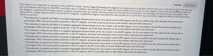 Solved The effects of a reduction in exports in the isMP.PC | Chegg.com