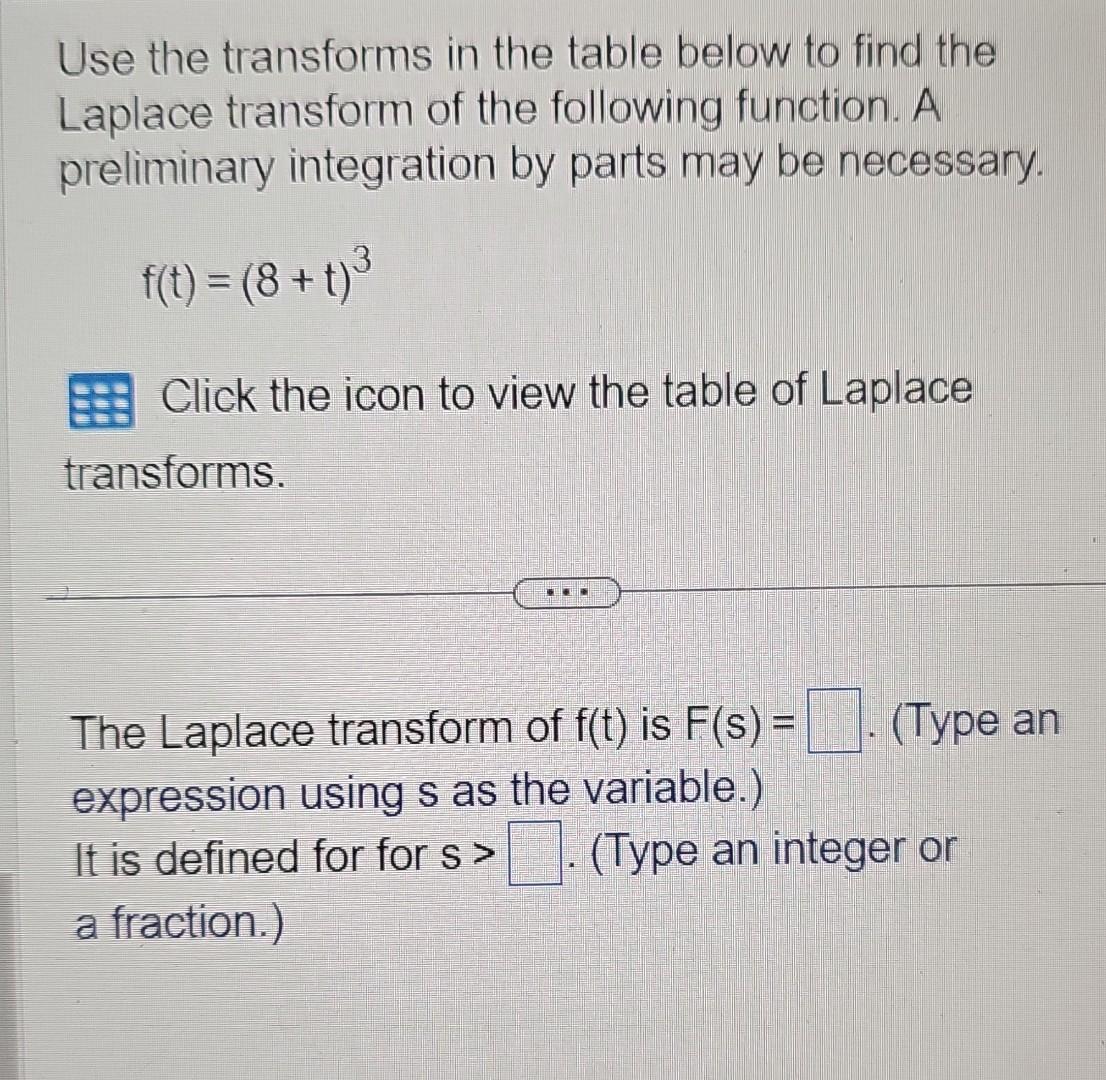Solved Use the transforms in the table below to find the | Chegg.com