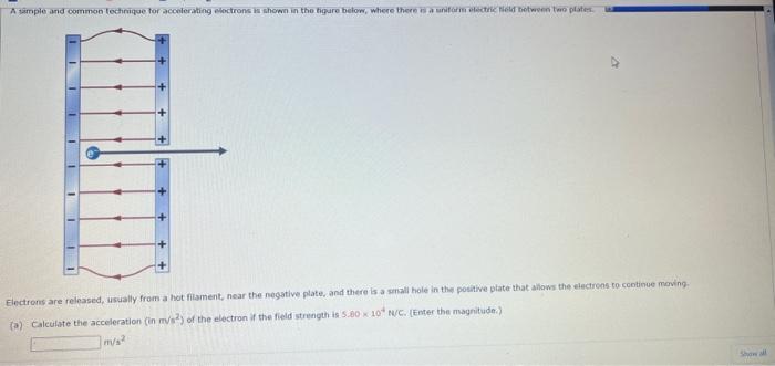 Solved Electrons are released, usually from a hot filament, | Chegg.com