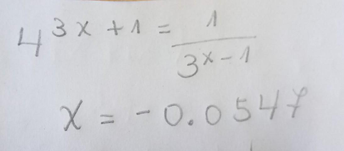 Solved + 1 = Л 43x+1 3x - 1 x = -0.0544 X | Chegg.com