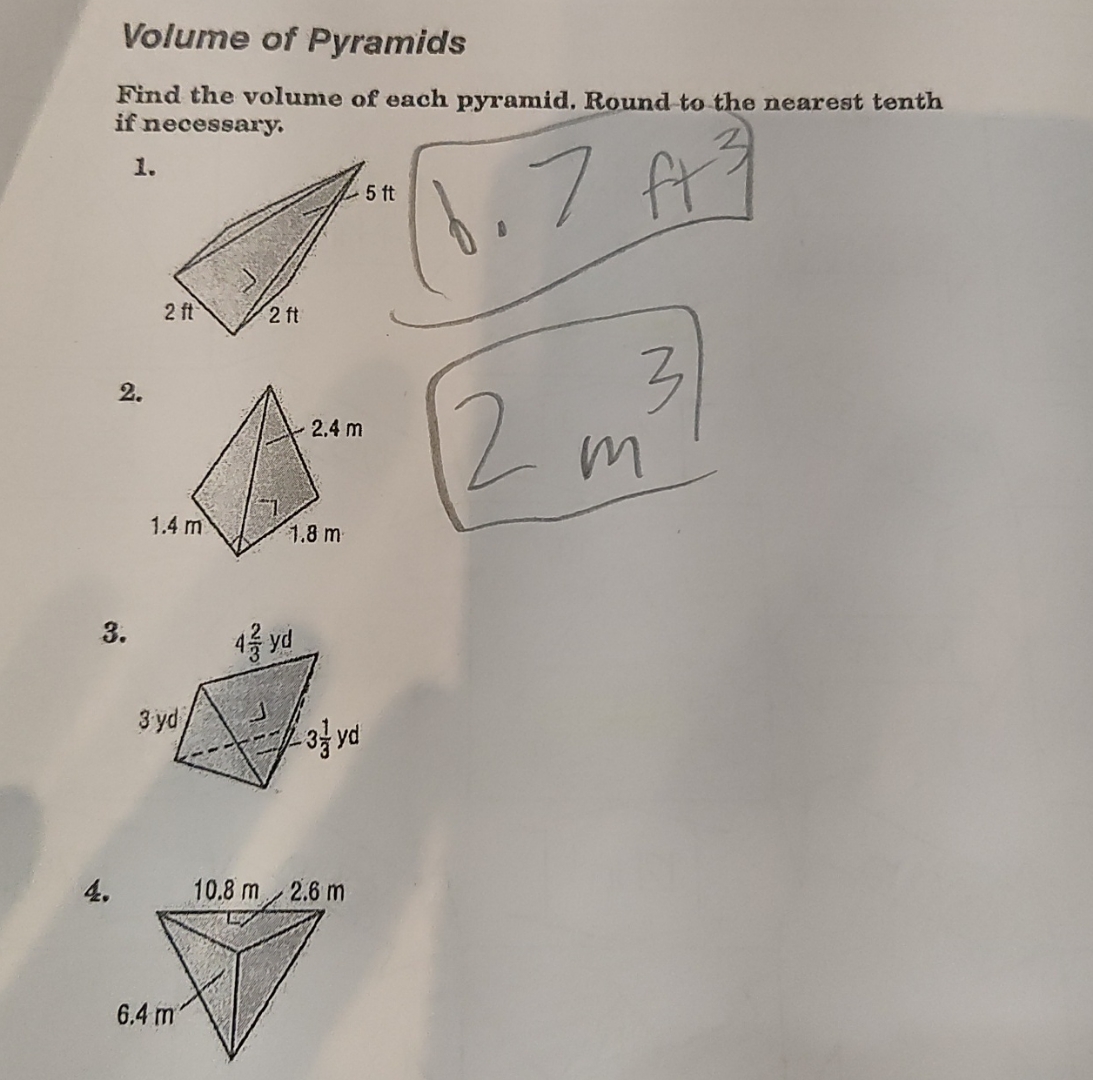Solved Volume of PyramidsFind the volume of each pyramid. | Chegg.com