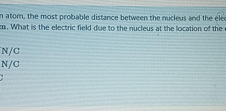 N Atom The Most Probable Distance Between The
