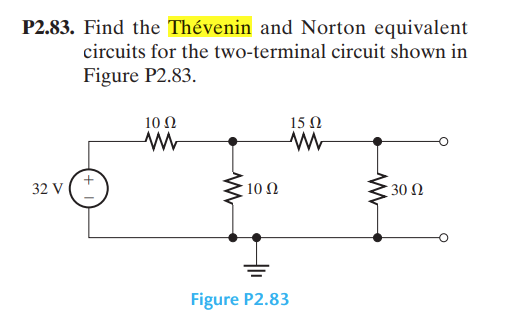 Solved P2.83. ﻿Find the Thévenin and Norton | Chegg.com