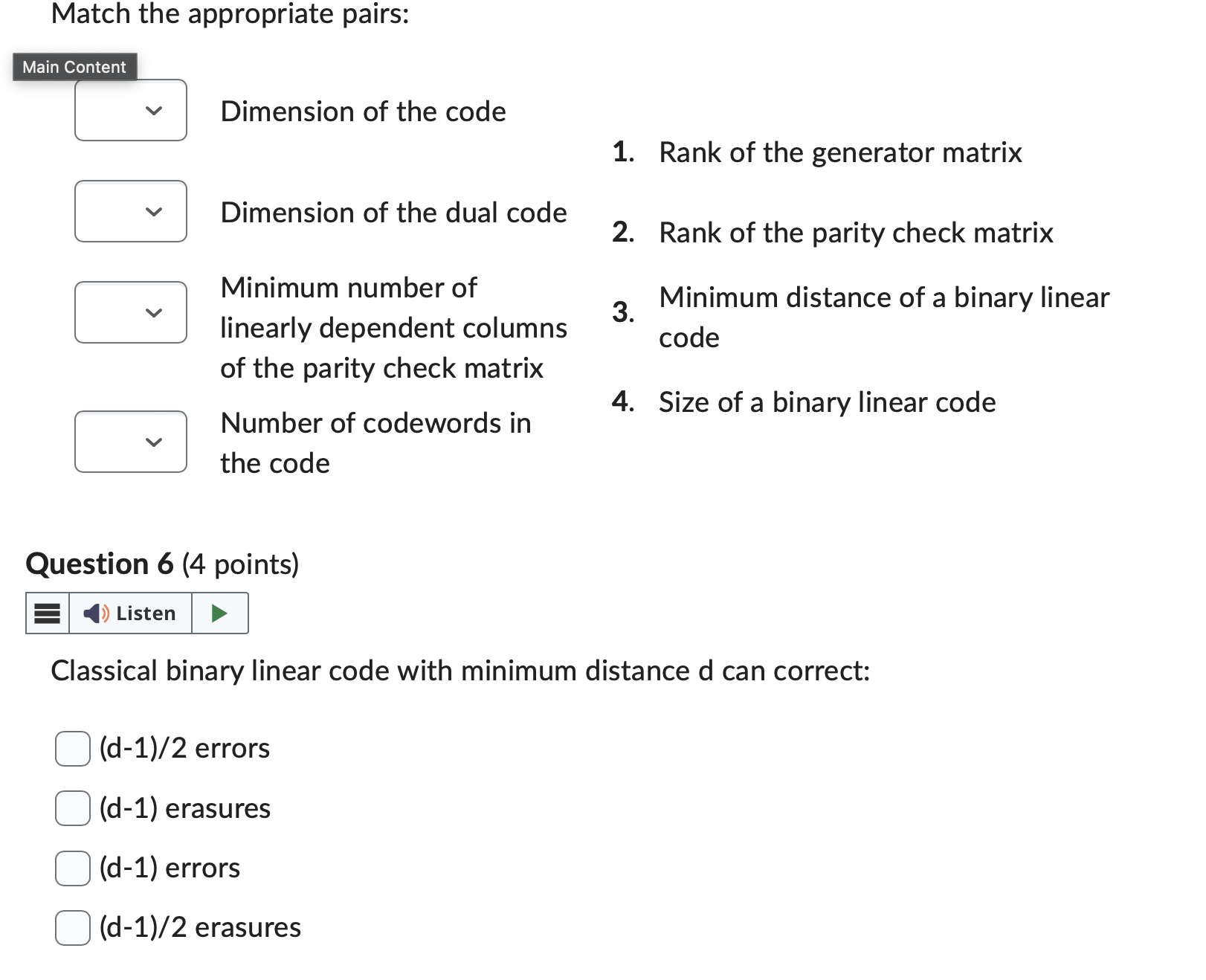 Solved Match the appropriate pairs:Dimension of the | Chegg.com