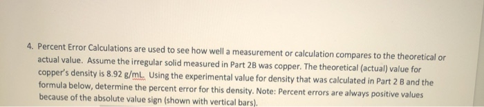 4. Percent Error Calculations are used to see how | Chegg.com