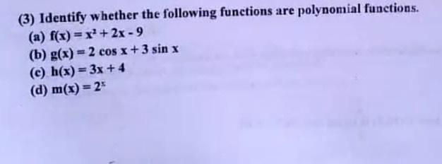 Solved (3) Identify whether the following functions are | Chegg.com