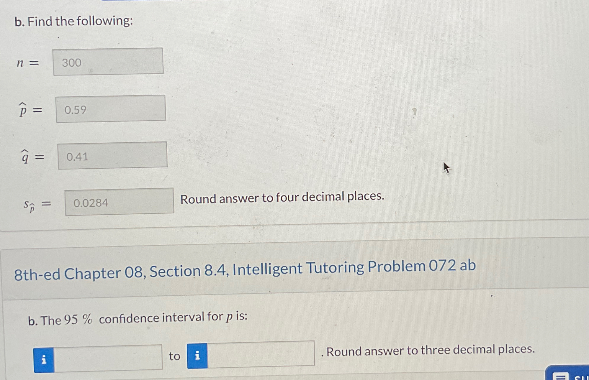 Solved b. ﻿Find the following:8th-ed Chapter 08, ﻿Section | Chegg.com
