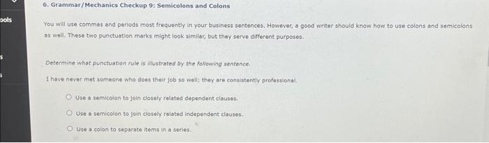 6. Grammar/Mechanics Checkup 9: Semicolons and Colons | Chegg.com