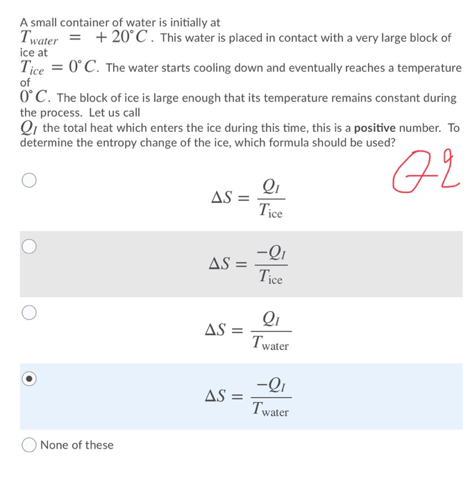 Solved A small container of water is initially at Twater = + | Chegg.com