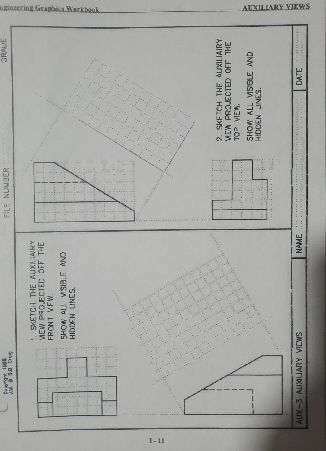 Solved I-11 AUX-3 auxiliary views sketch the auxiliary view | Chegg.com