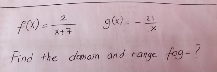 Solved 2 f(x) = g(x)=-2 / X+7 Find the domain and range | Chegg.com