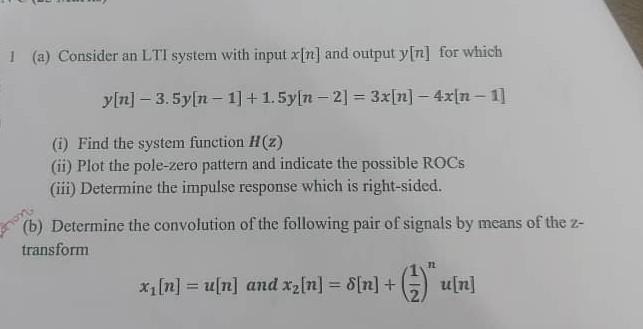 Solved (a) Consider an LTI system with input x[n] and output | Chegg.com