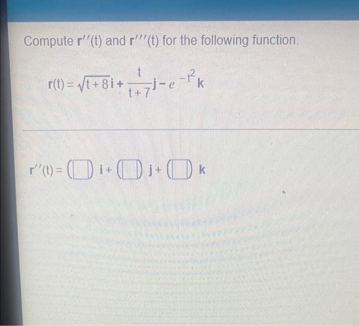 Solved Compute r''(t) and r'''(t) for the following | Chegg.com