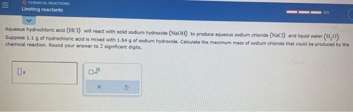 Solved Aqueous hydrochloric acid (HCl) will react with solid | Chegg.com