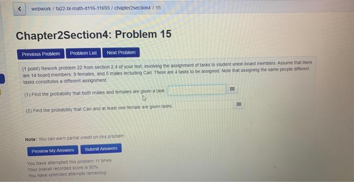 Solved (1 point) Rework problem 22 trom section 2.4 of your | Chegg.com