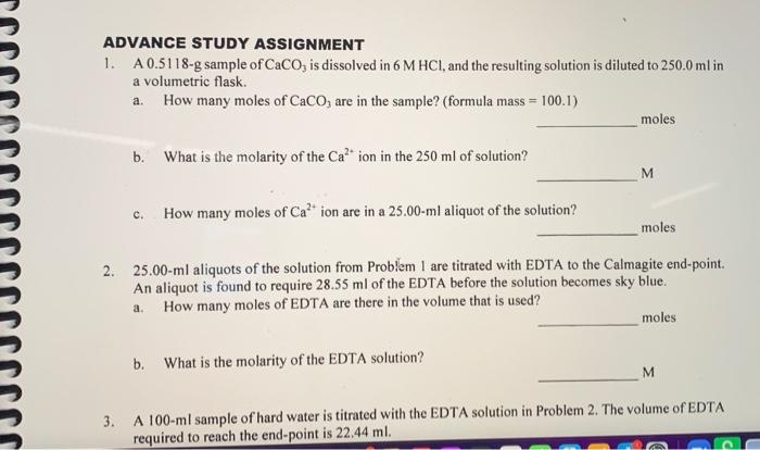 Solved ADVANCE STUDY ASSIGNMENT 1. A 0.5118-g sample of | Chegg.com