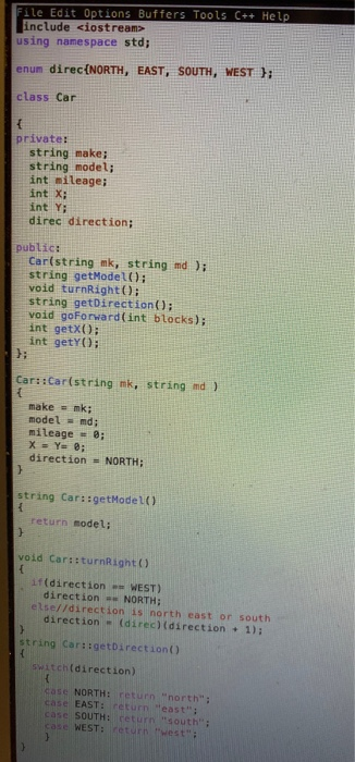 Solved File Edit Options Buffers Tools C++ Help include | Chegg.com