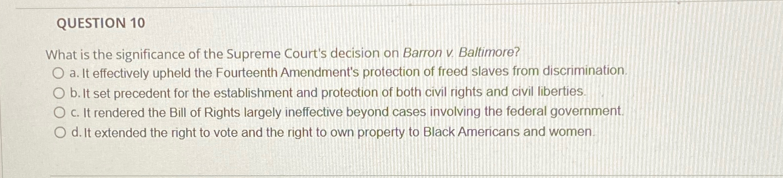 Solved QUESTION 10What is the significance of the Supreme | Chegg.com