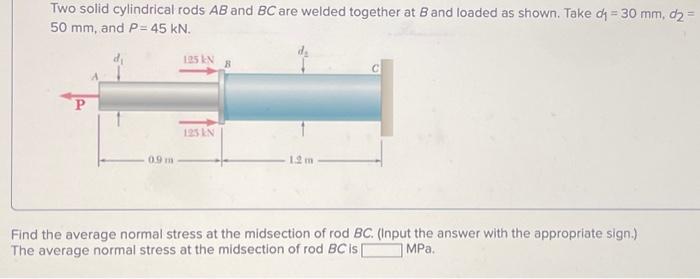 Solved Two solid cylindrical rods AB and BC are welded | Chegg.com