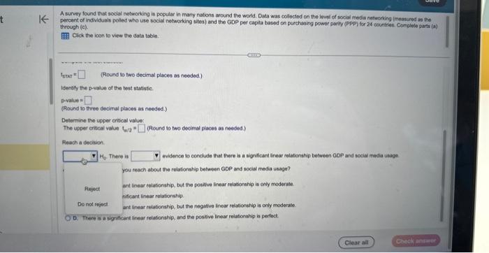 Solved GDP and Social Media Usage DataGDP and Social Media | Chegg.com