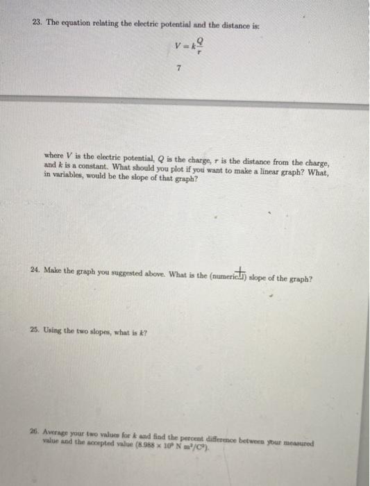 Solved 23. The equation relating the electric potential and | Chegg.com