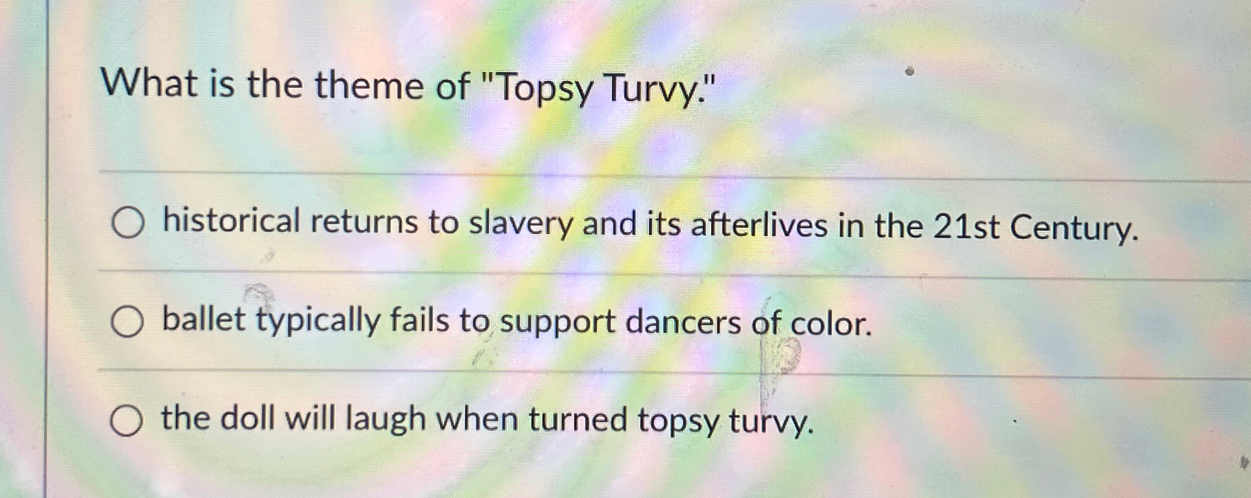 Solved What is the theme of "Topsy Turvy."historical returns | Chegg.com