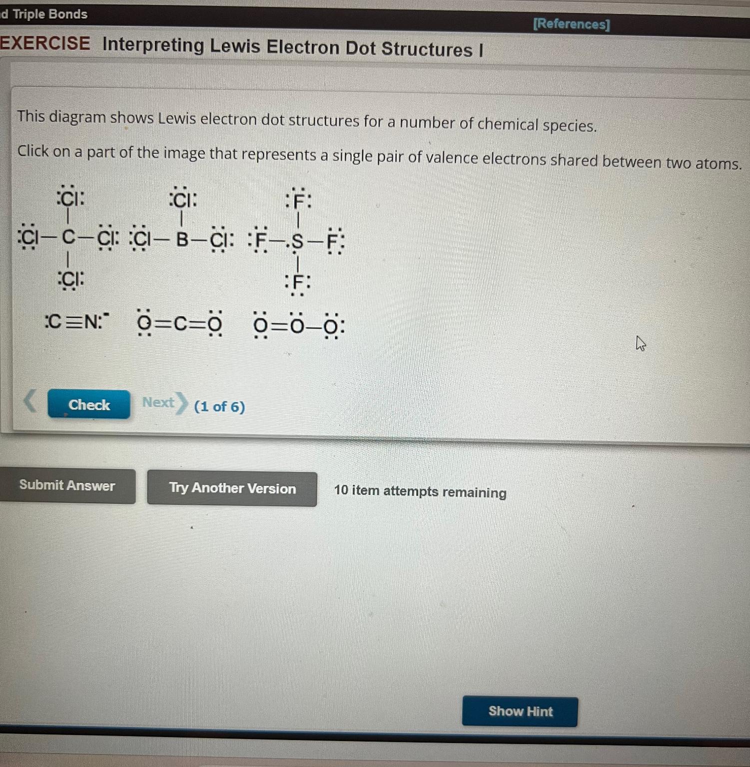 Solved d Triple Bonds[References]EXERCISE Interpreting Lewis | Chegg.com