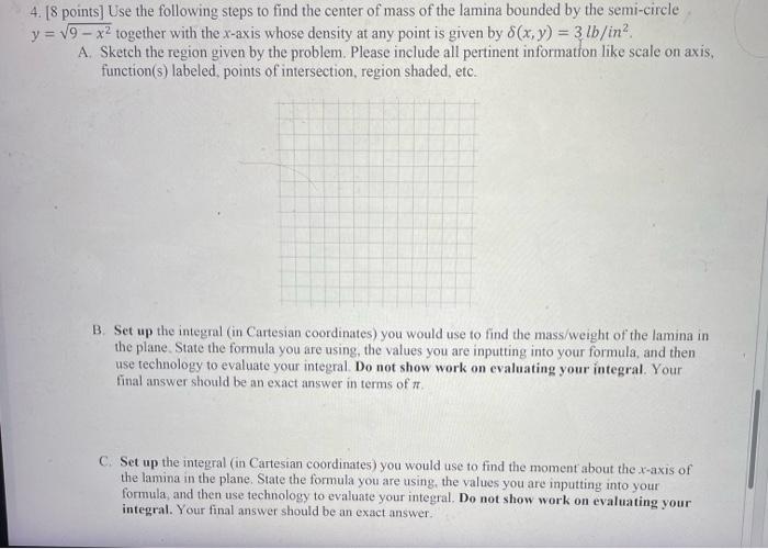 Solved 4. [8 points] Use the following steps to find the | Chegg.com