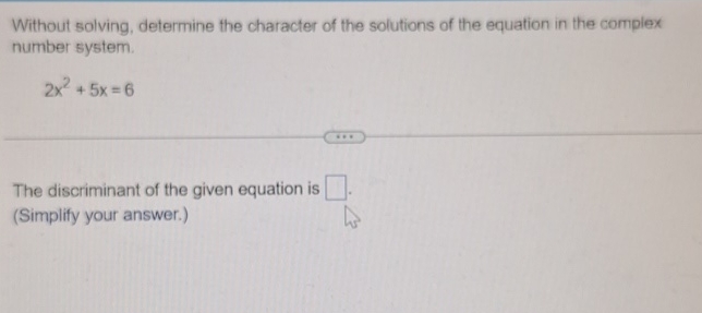 Solved Without solving, determine the character of the | Chegg.com