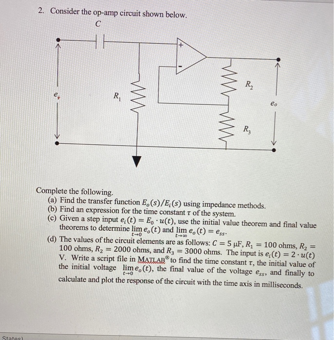 Solved Consider The Op Amp Circuit Shown Below Derive - vrogue.co Solved Consider The Op Amp Circuit Shown Below Derive - vrogue.co
