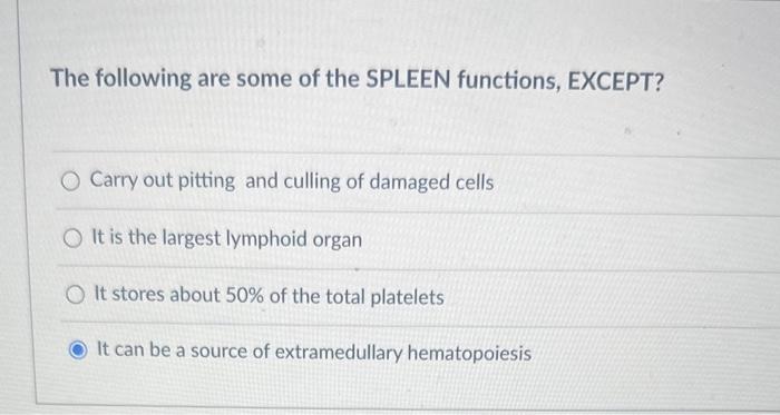 The following are some of the SPLEEN functions, | Chegg.com