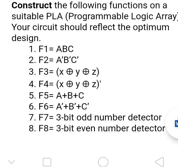 Solved Construct the following functions on a suitable PLA | Chegg.com