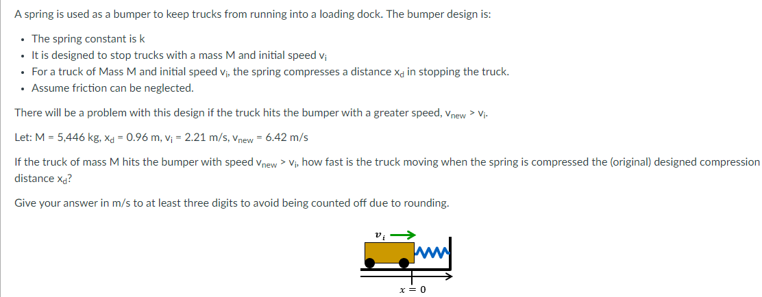 Solved A spring is used as a bumper to keep trucks from | Chegg.com