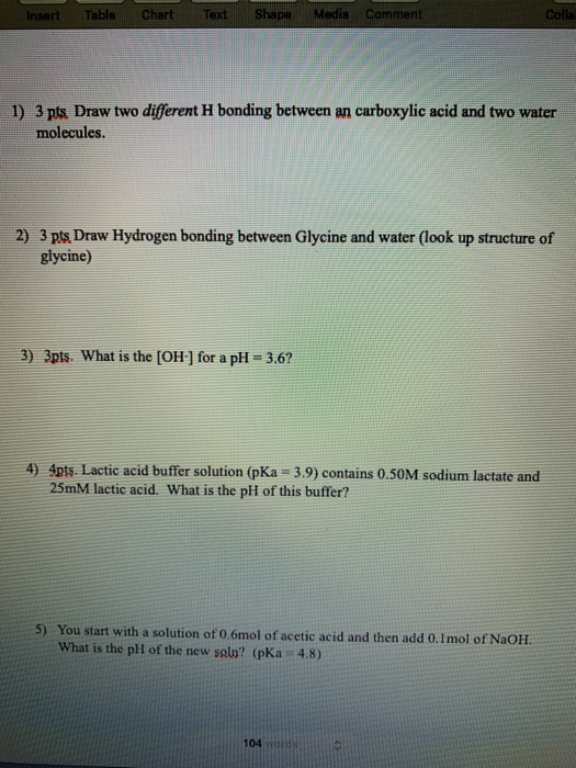 Solved Insert Table Chart Text Shape Media Comment Colla 1) | Chegg.com