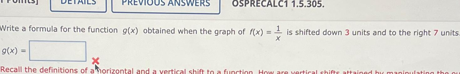 Solved Write a formula for the function g(x) ﻿obtained when | Chegg.com