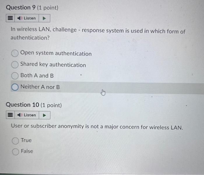 Solved In wireless LAN, challenge - response system is used | Chegg.com