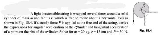 Solved A light inextensible string is wrapped several times | Chegg.com