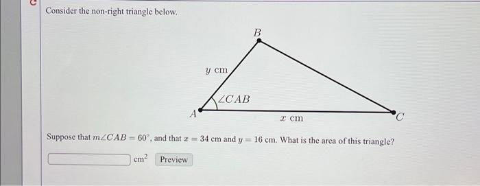 Solved Consider the non-right triangle below. Suppose that | Chegg.com