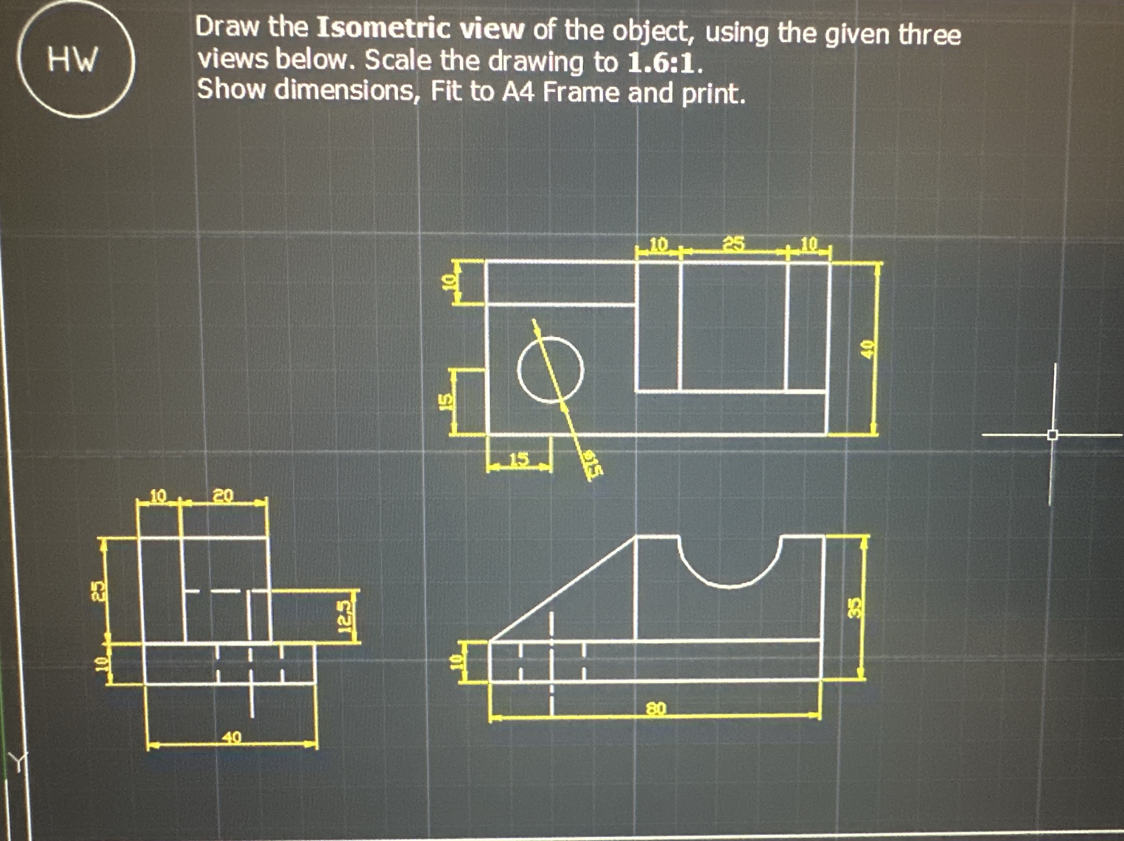 Solved Autocad isometric viewDraw the Isometric view of the | Chegg.com