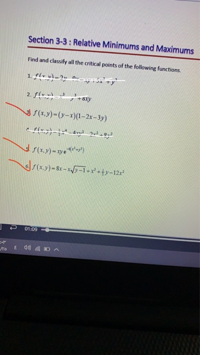 Solved Section 3-3: Relative Minimums and Maximums Find and | Chegg.com