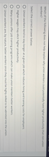 Solved Which of the following does not help explain why | Chegg.com