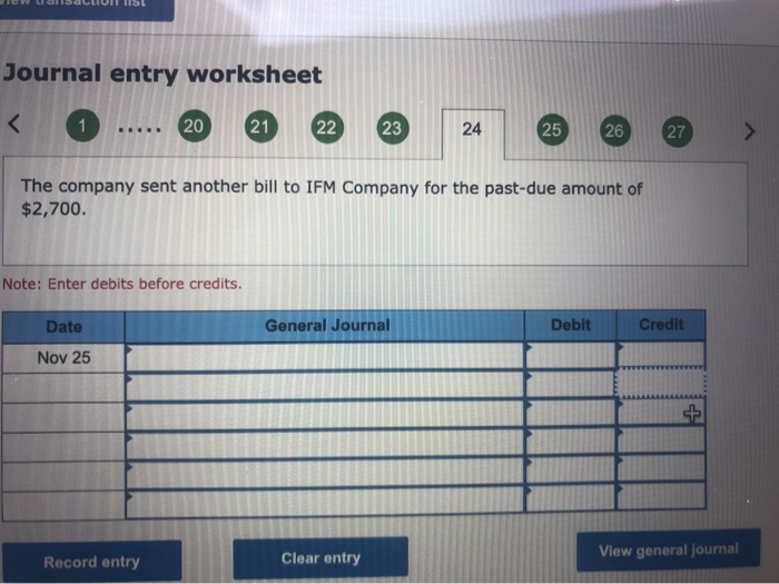Solved Journal entry worksheet 1 20 21 22 23 24 25 26 27 > | Chegg.com