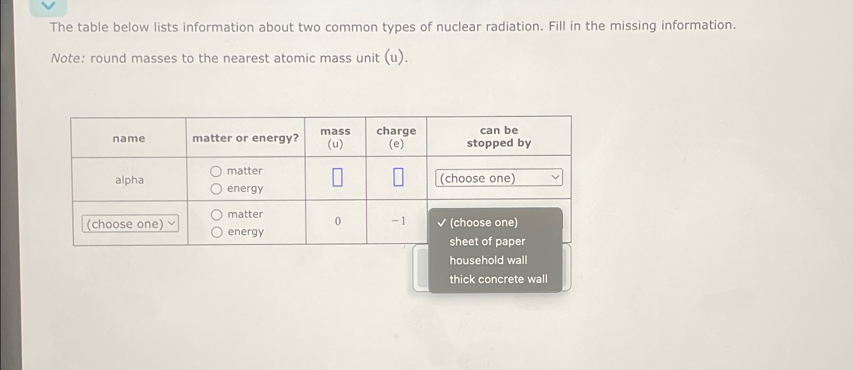 Solved The table below lists information about two common | Chegg.com