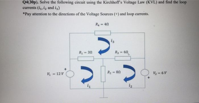 Solved Q4(30p). Solve the following circuit using the | Chegg.com